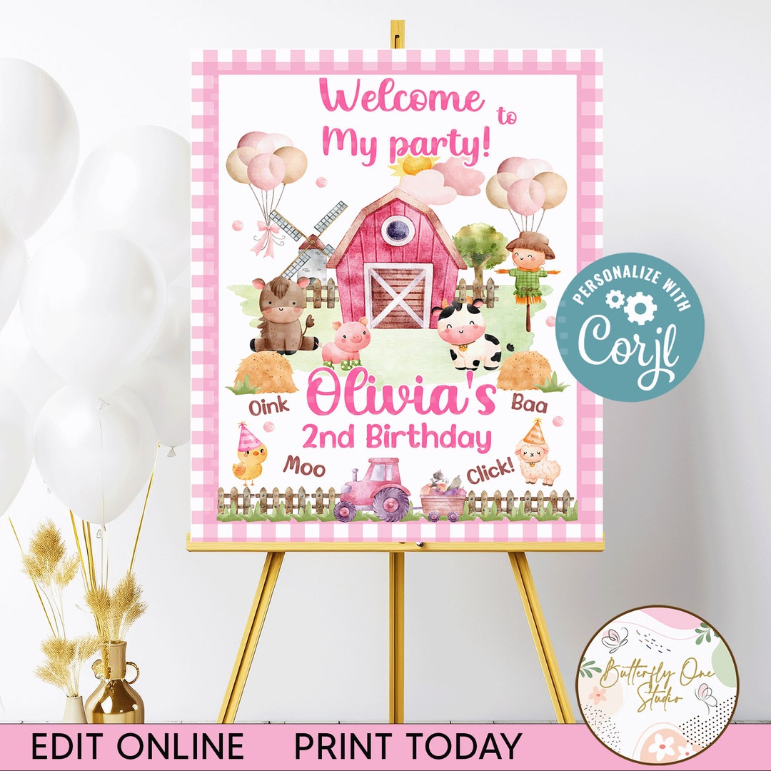 Editable Welcome Sign Girl Fam,girl Farm Welcome Sign Party Decor, Farm ...
