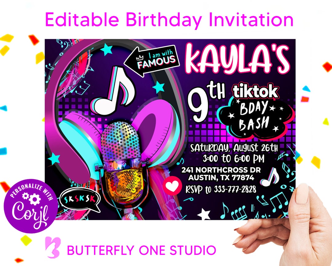 Musical Birthday Girl Invitation, Musical Birthday Party Invitation ...