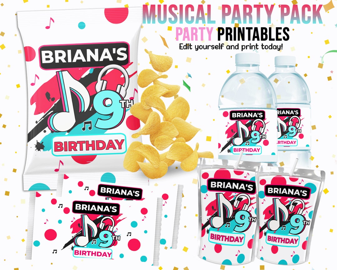 EDITABLE Musical Birthday Kit, Musical Party Printables Set, Girl Fun ...