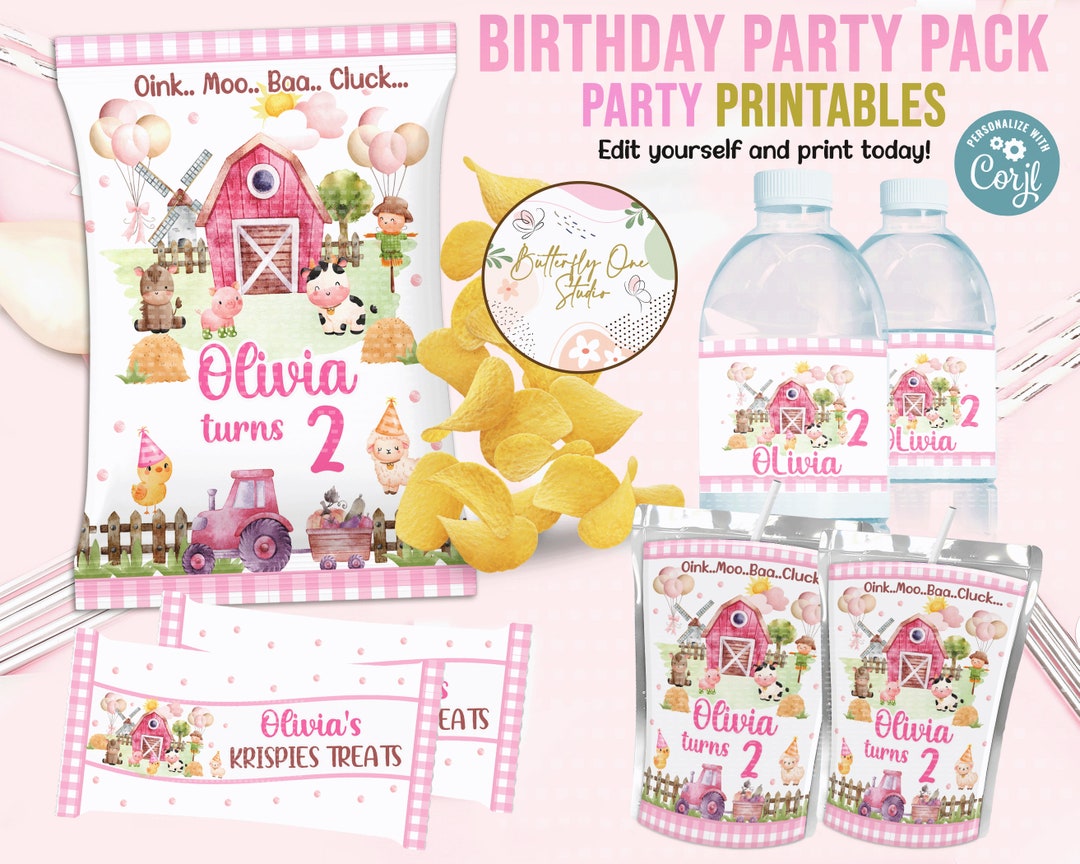 EDITABLE Farm Girl Party Template, Farm Party Birthday Theme Kit ...
