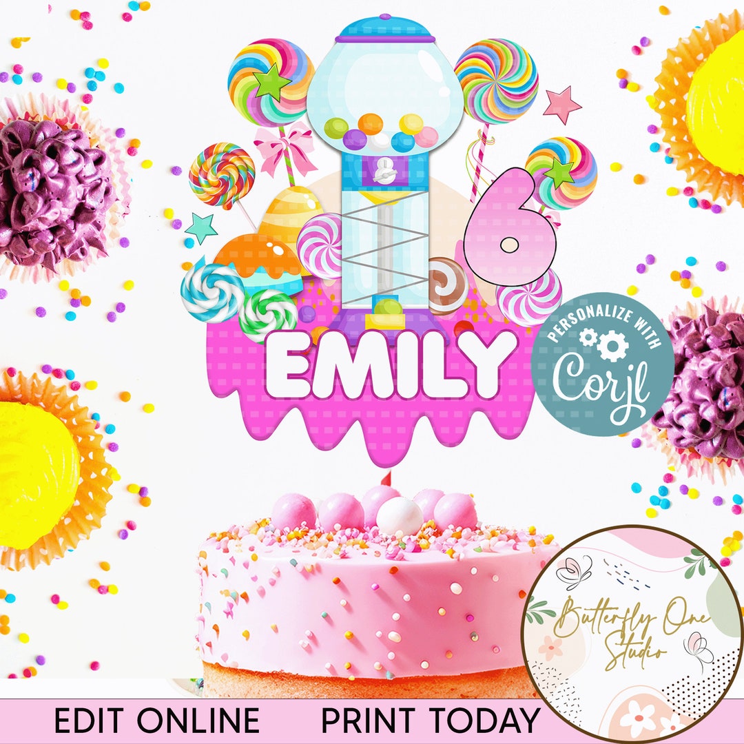 Printable. Editable Candyland Cake Topper, Candyland Cake Topper ...