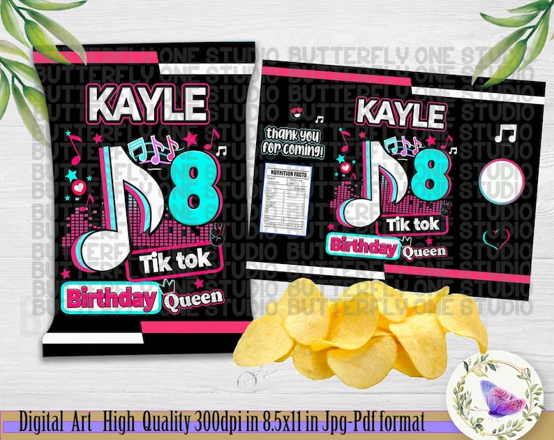 Musical Chip Bag Birthday Girl Digital File Musical Chip Bag | Etsy