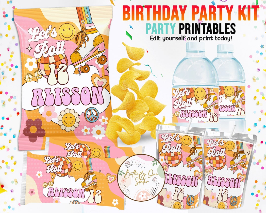EDITABLE Skate Groovy Party Kit Template, Skate Groovy Party Birthday ...