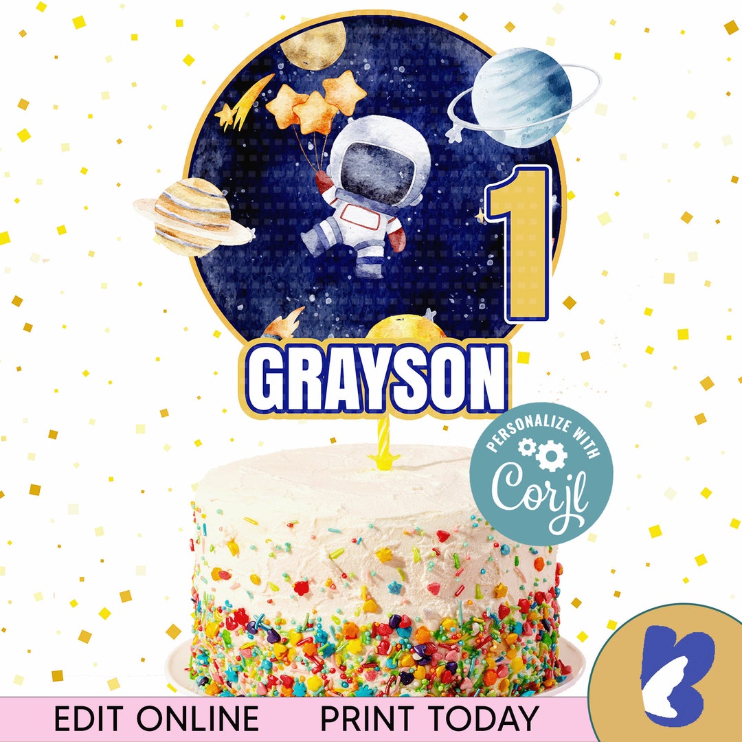 Editable Space Cake Topper. Space Cake Topper, Printable Cake Topper ...