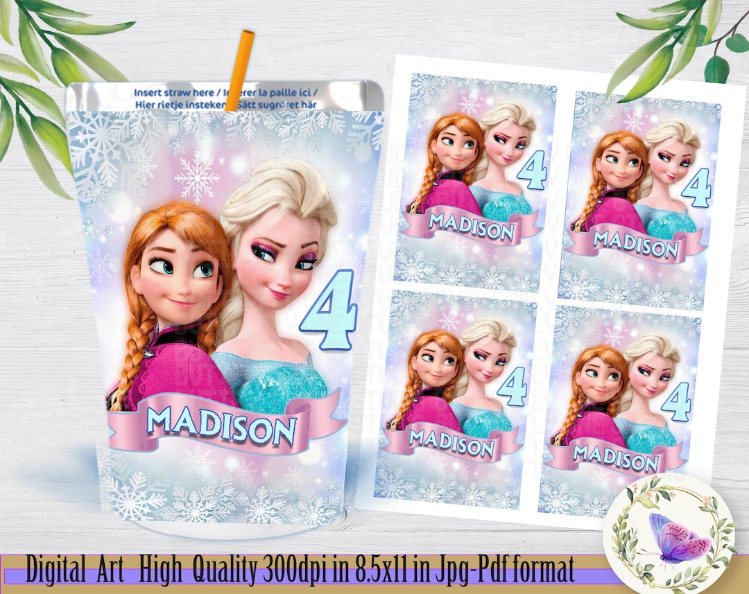 Printable Frozen Capri Sun Labels, Frozen Party Elsa and Anna Juice ...