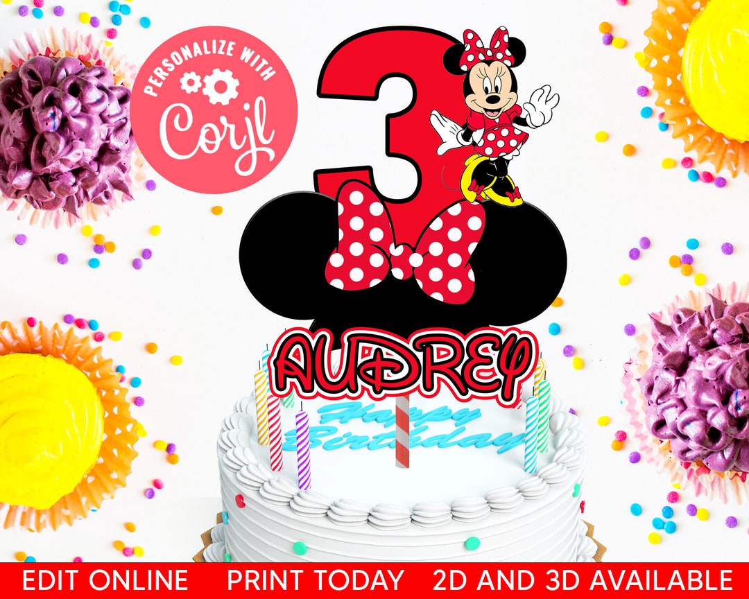 Printable Minnie Mouse Cake Topper Minnie Cake Topper Minnie Mouse ...
