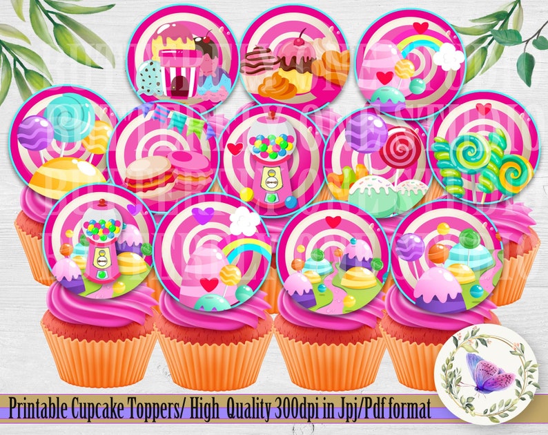 Printable Candyland Party Cupcakes Toppers Candyland Party | Etsy