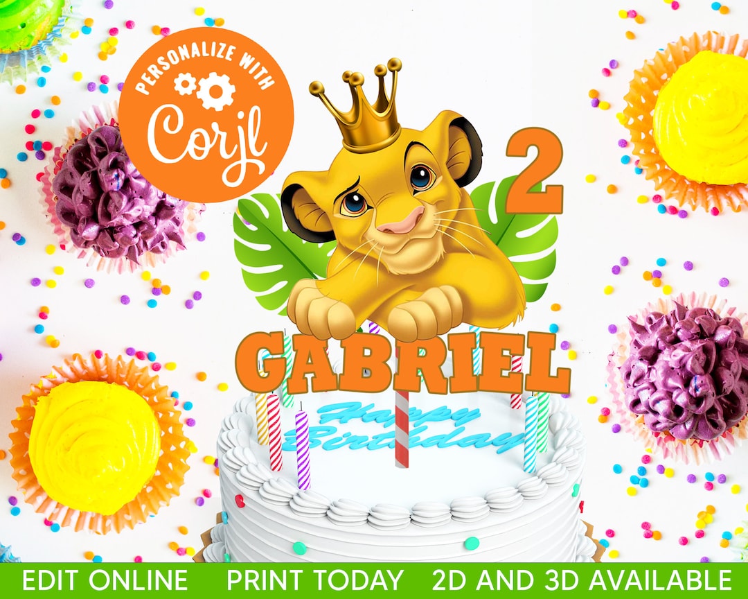 Printable Lion King Cake Topper, Cake Topper for Kids Safari Party Lion ...