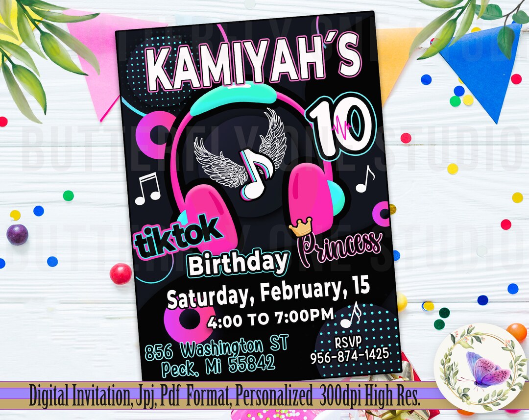 Musical Birthday Girl Invitation, Musical Birthday Party Invitation ...