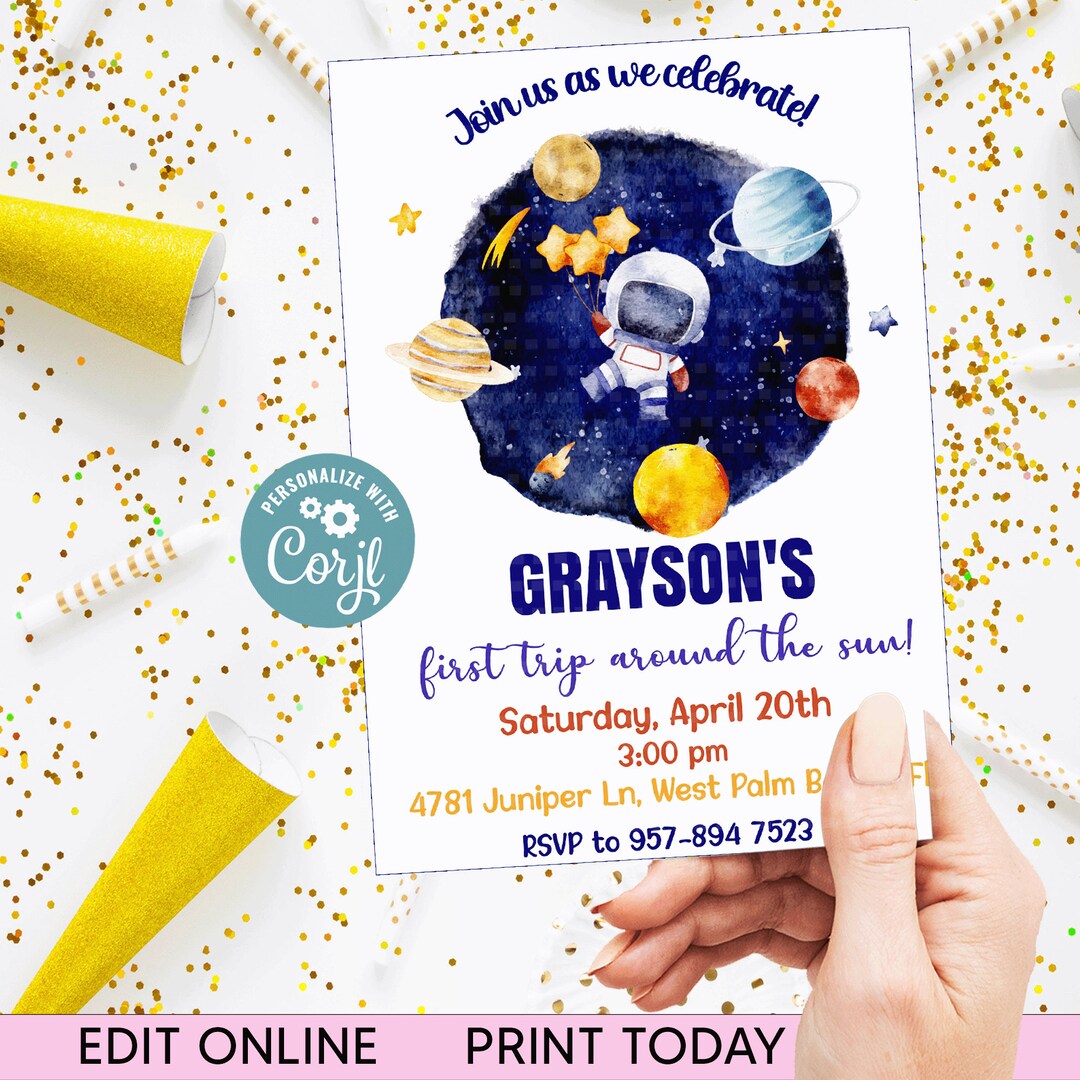 Space Birthday Invitation Editable ,space Birthday Party, Astronauts ...