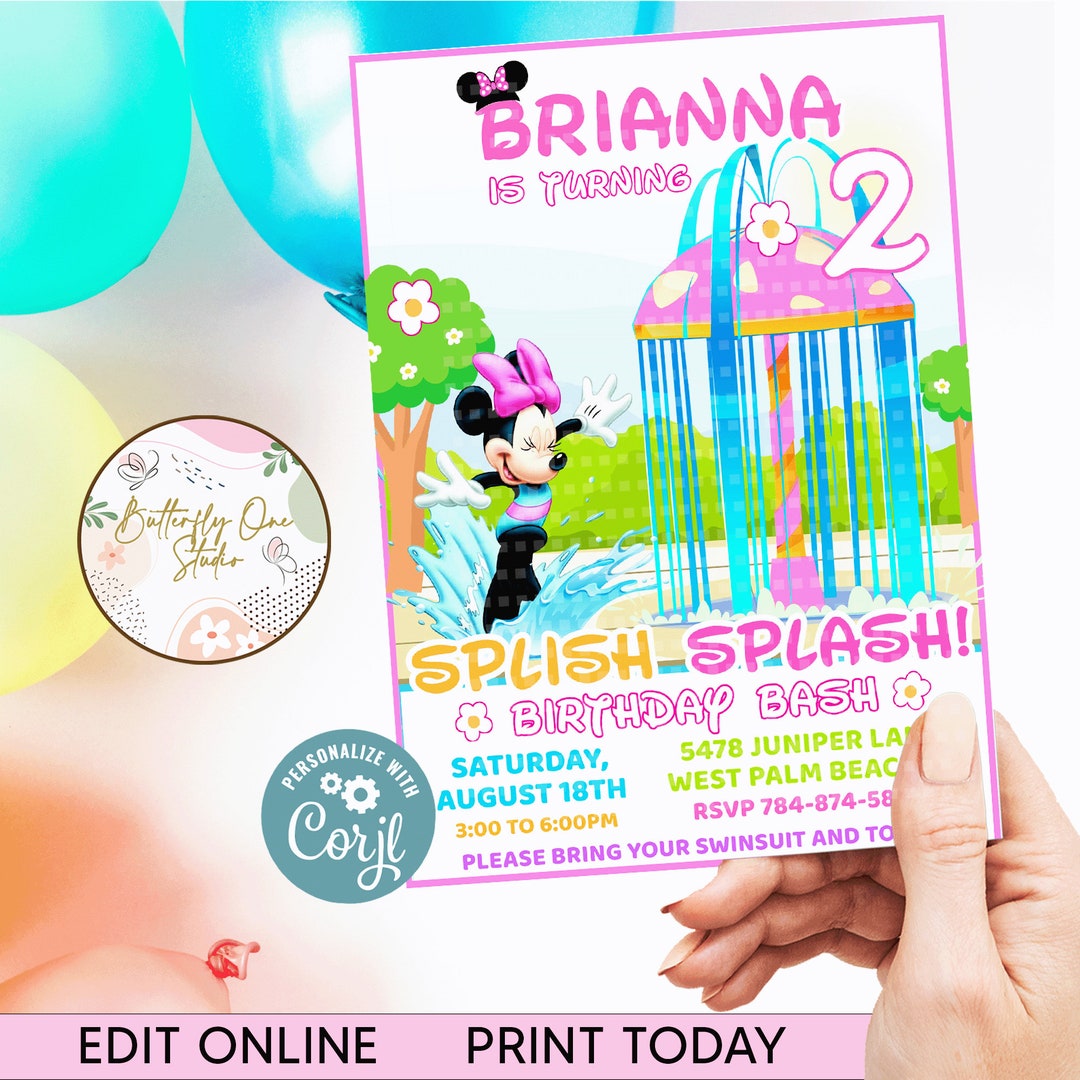 Editable Splish Splash Girl Invitation, Pool Party Invitation, Splish ...