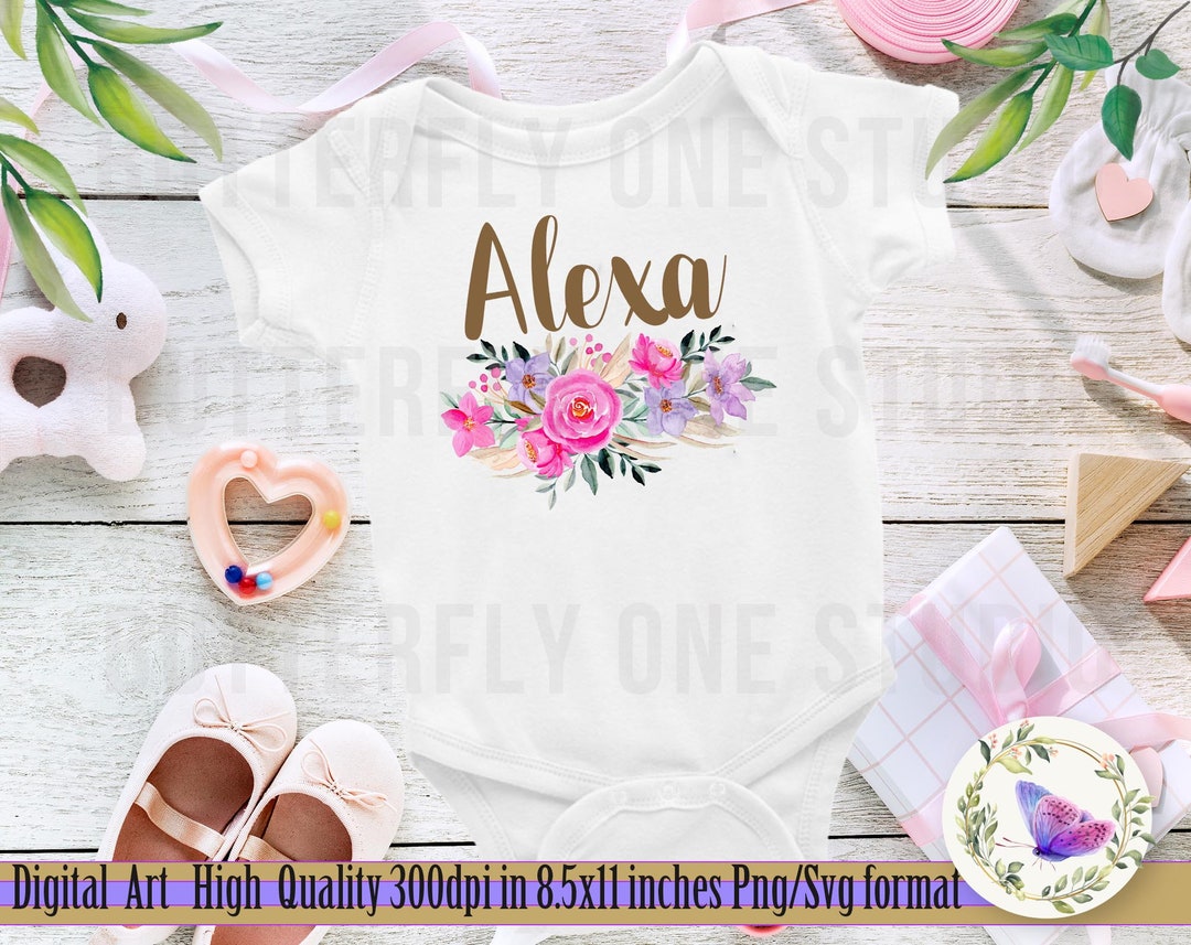 Png Floral Custom Name, Digital Download, Floral Baby Clothes Design ...