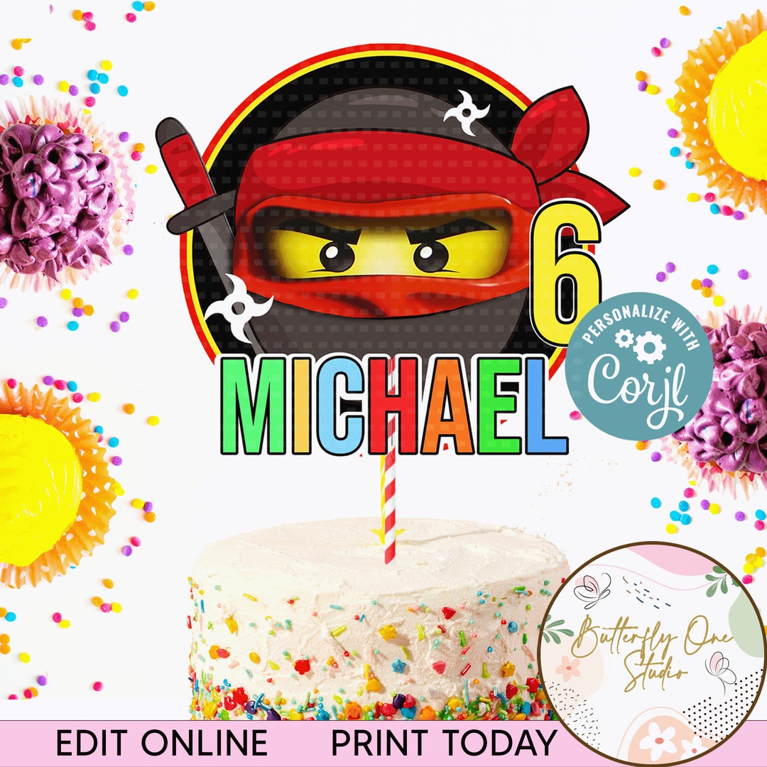 Editable Ninja Cake Topper, Ninja Birthday Boy Cake Topper,ninja ...