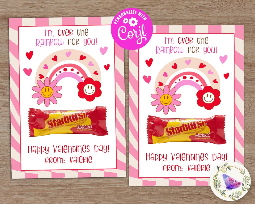 Printable Over the Rainbow Valentines Gift Card, Classroom Exchange ...