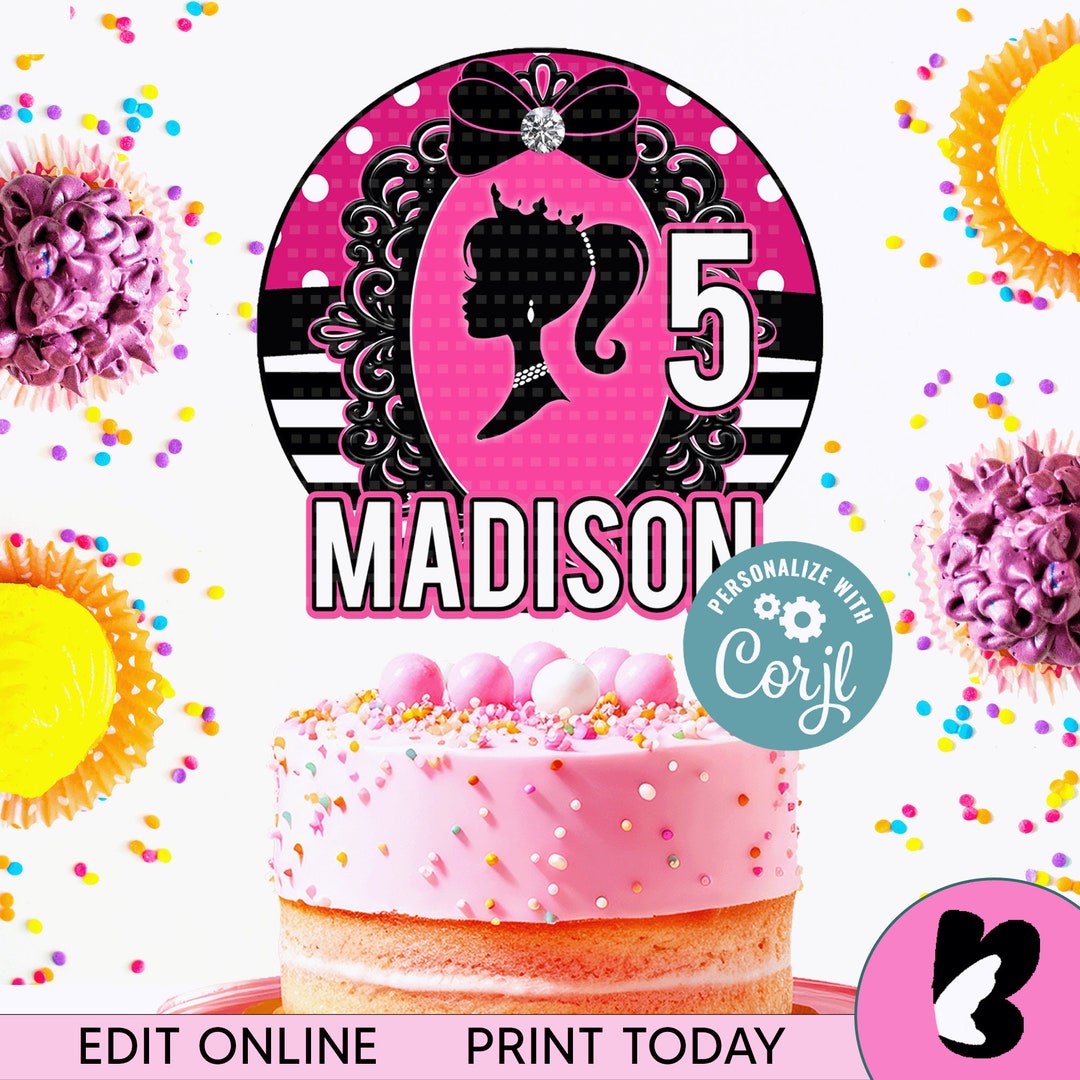 Editable Doll Cake Topper Printable Doll Birthday , Doll Party Decor ...