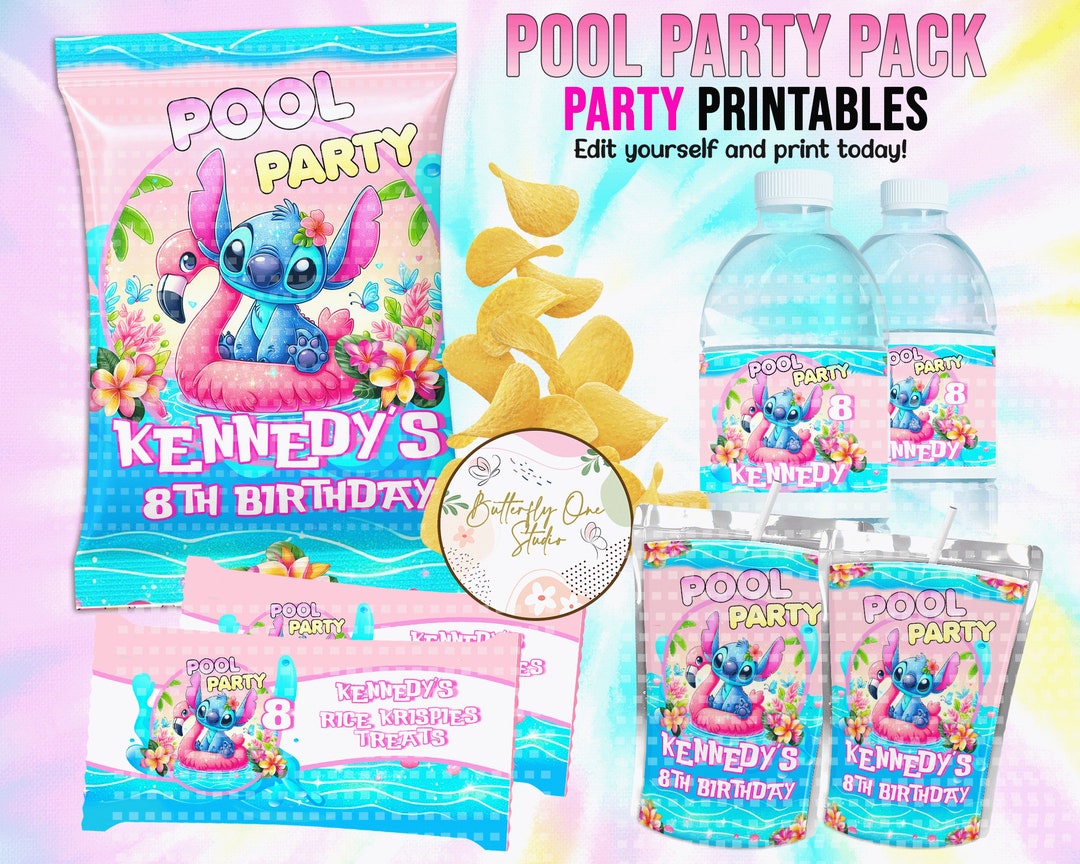 EDITABLE Stitch Pool Party Template, Stitch Birthday Girl Pool Theme ...