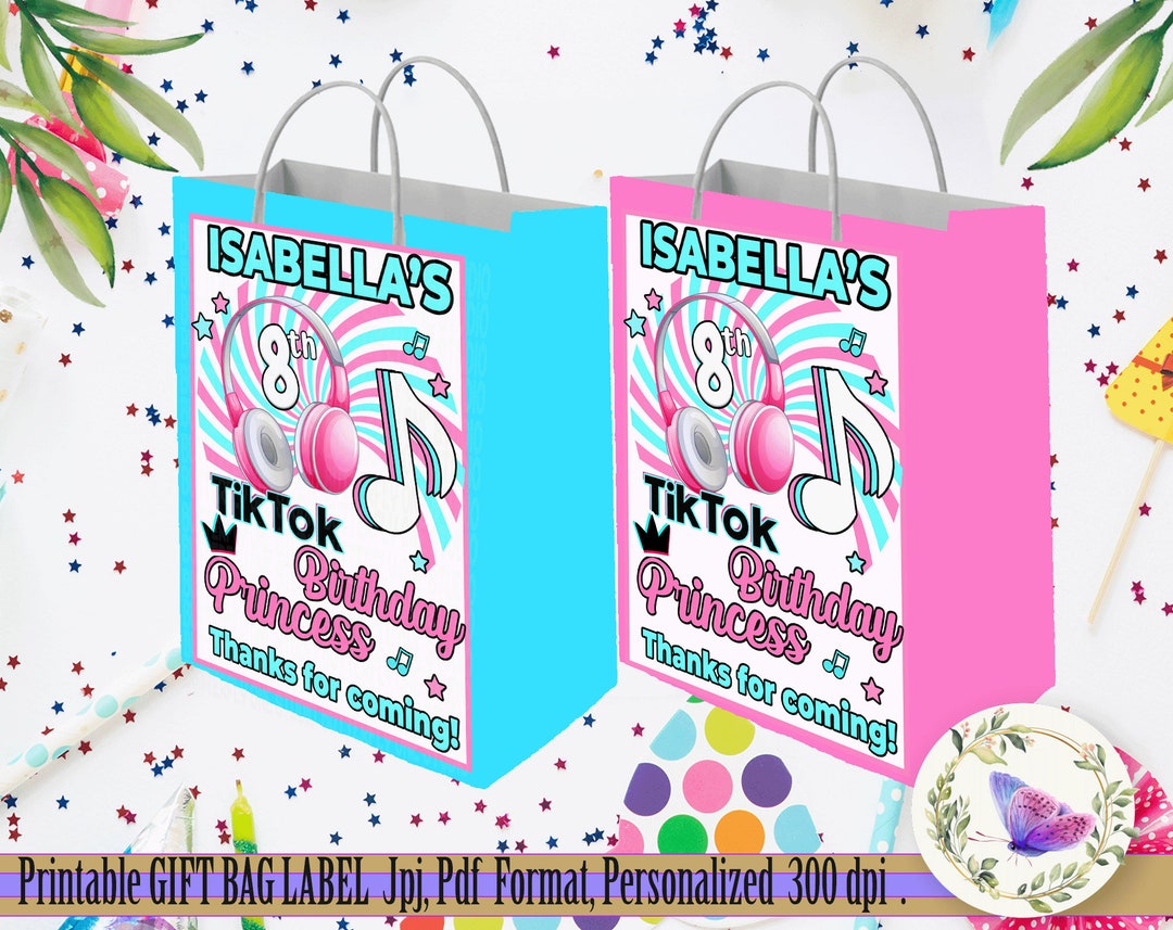 Musical Birthday Party Gift Bag Label , Musical Birthday Party, Digital ...
