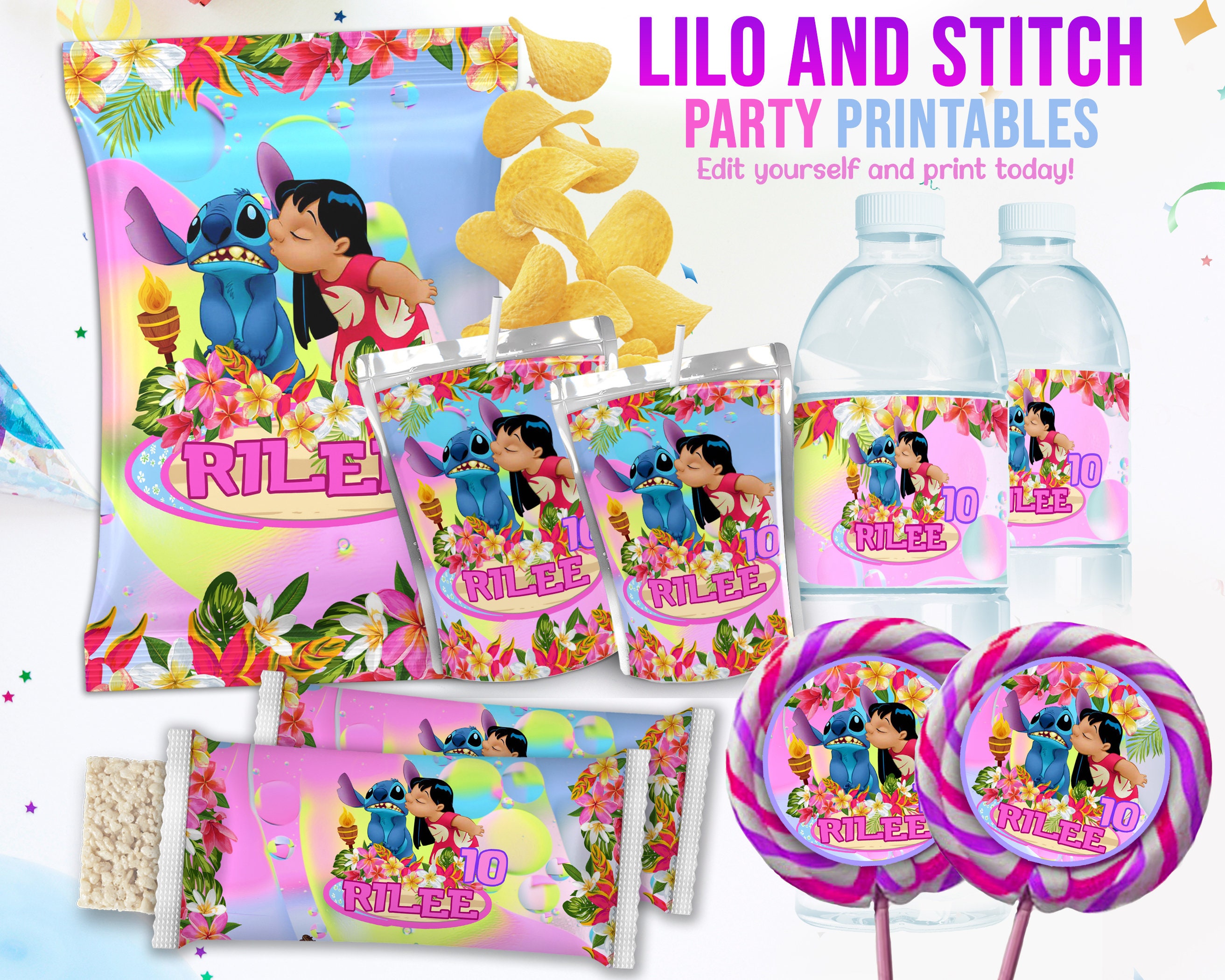 EDITABLE Lilo and Stitch Party Favors Lilo & Stitch Party - Etsy Australia