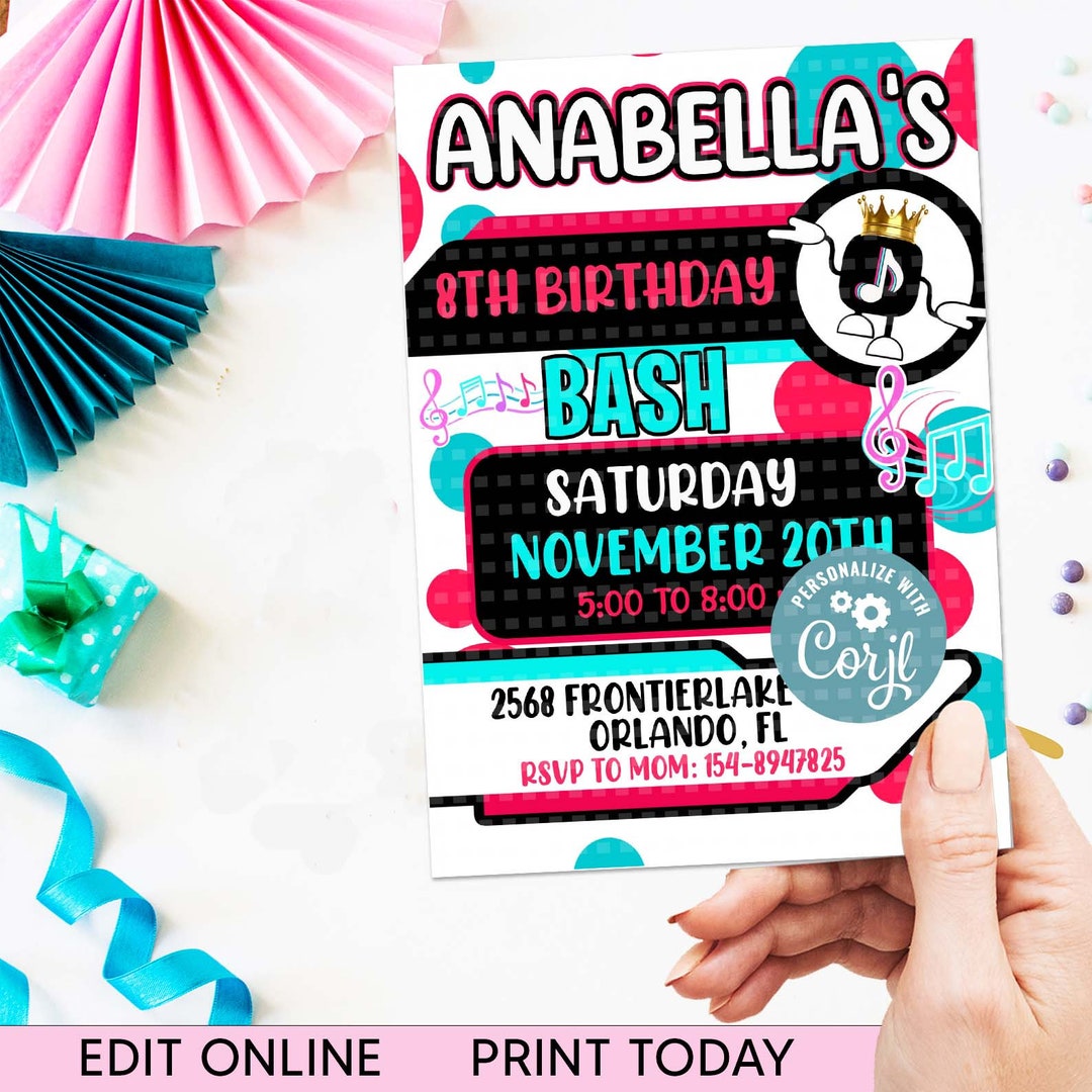 Musical Birthday Girl Invitation, Musical Birthday Party Invitation ...