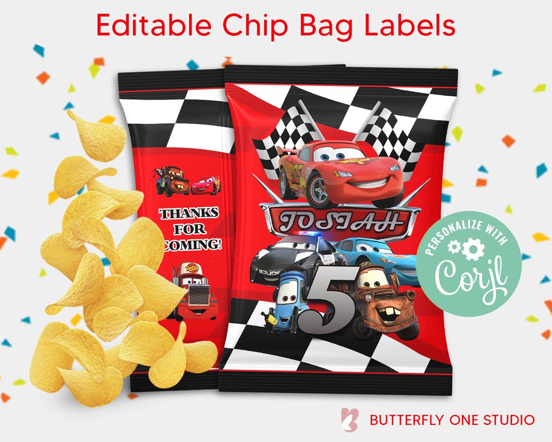 Cars Movie Pixar Chip Bags Cars Lightning Party Decorations Birthday ...