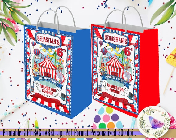 Circus Gift Bag Labels Digital File Jpg Printable Gift Bag - Etsy