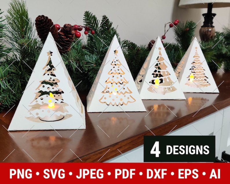 Christmas Lantern SVG, 3D Lantern Bundle, Christmas Pyramid Template ...