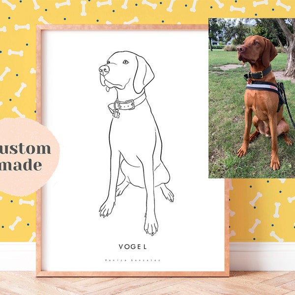Dog Illustration Line Drawing - Etsy