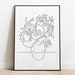 LINE ART PRINTABLE, Van Gogh Sunflowers Print, Minimalist Line Art, Van ...