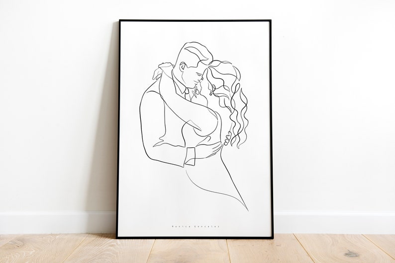 CUSTOM LINE ART Portrait From Photo Digital Art Single Line - Etsy