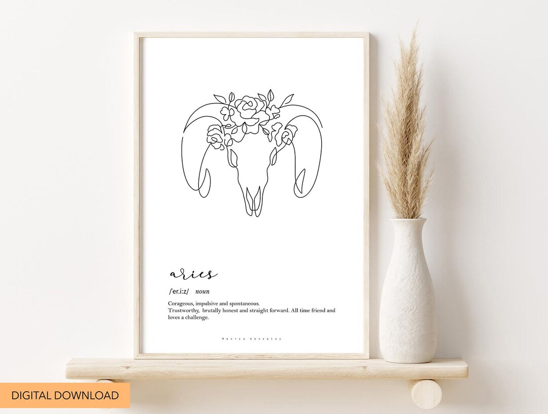 ARIES ZODIAC PRINT Definition, Aries Line Art, Aries Gifts, Aries ...