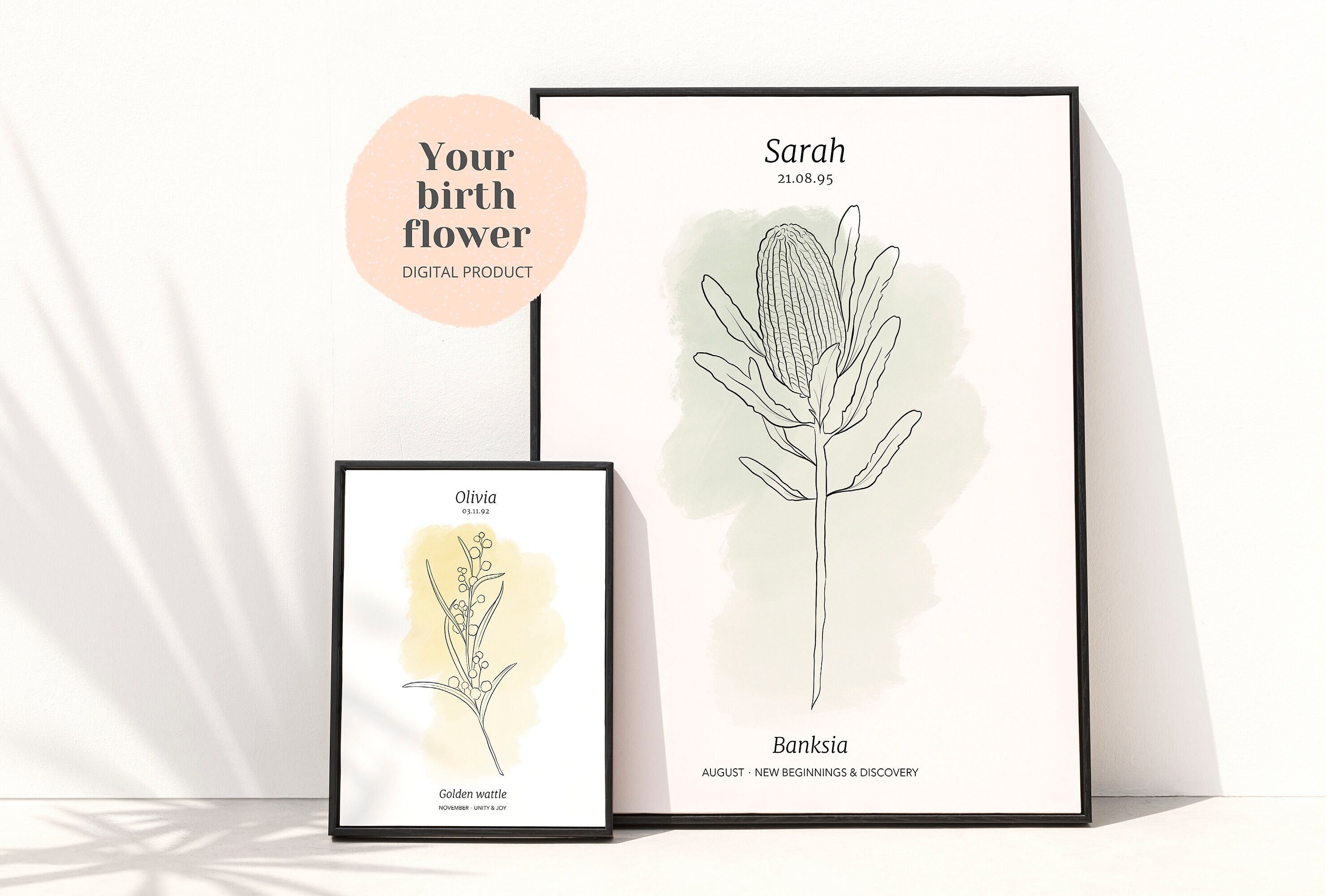 CUSTOM BIRTH FLOWER, Australian Native Birth Month Flower Print ...