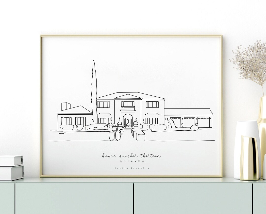 CUSTOM HOUSE PORTRAIT Line Illustration, Housewarming Gift First Home ...