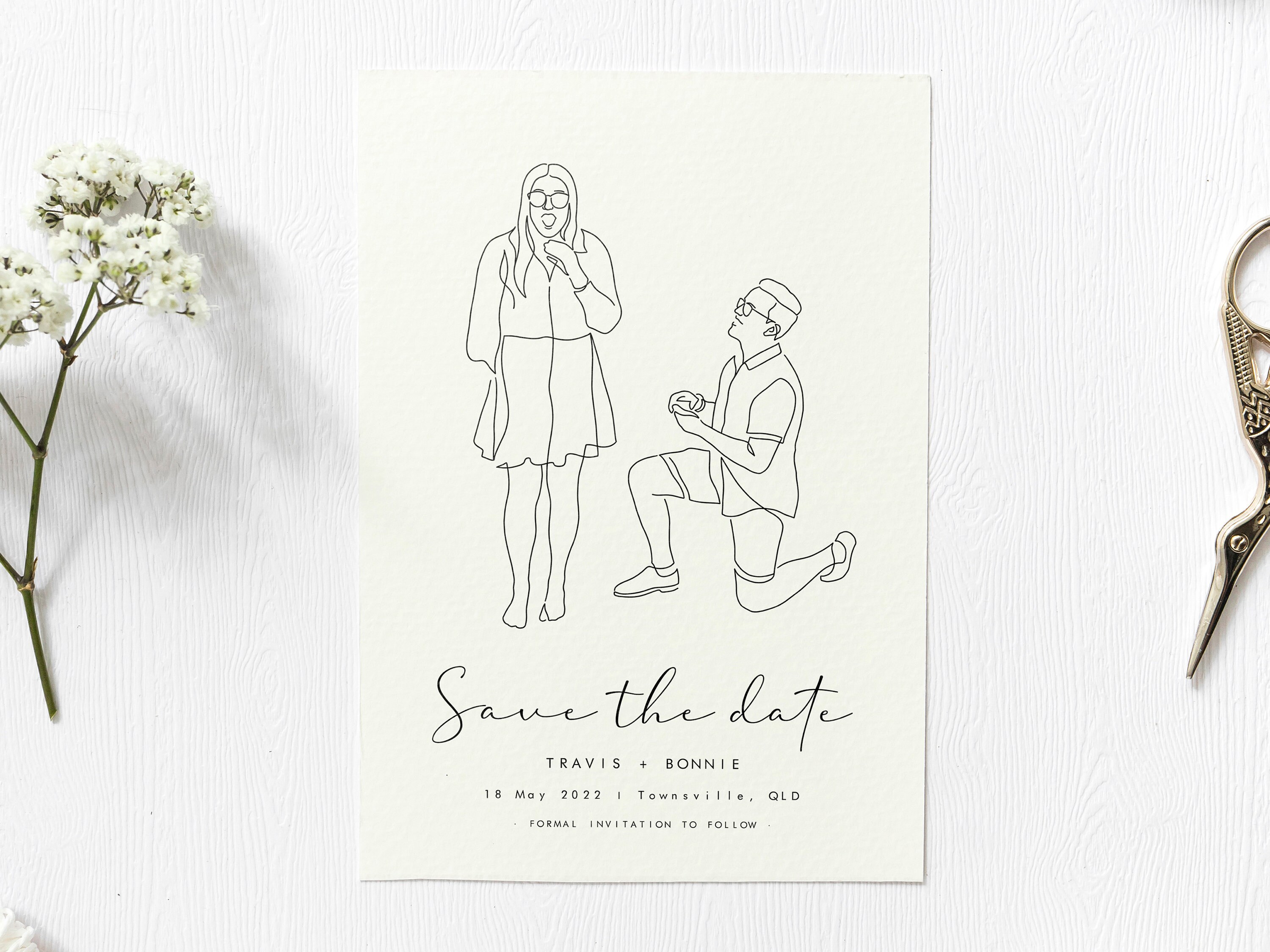 Custom SAVE THE DATE, Personalized Wedding Invitation, Couple Line Art ...