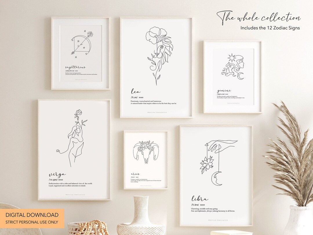 ZODIAC PRINT, Zodiac Print Collection, Star Sign Poster, Zodiac Gifts ...