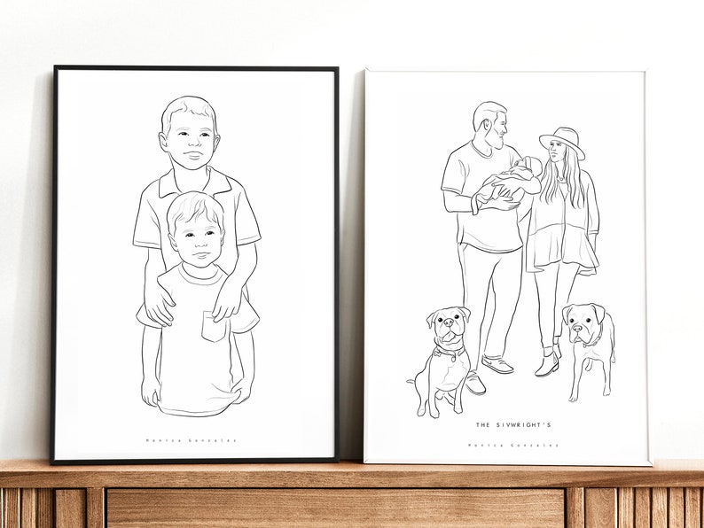 CUSTOM LINE DRAWING From Photo, Line Art Portrait, Custom Couple ...