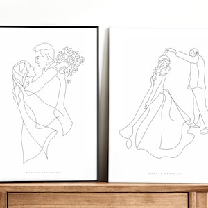 CUSTOM WEDDING GIFT, Wedding Couple Portrait Illustration, Gift for ...