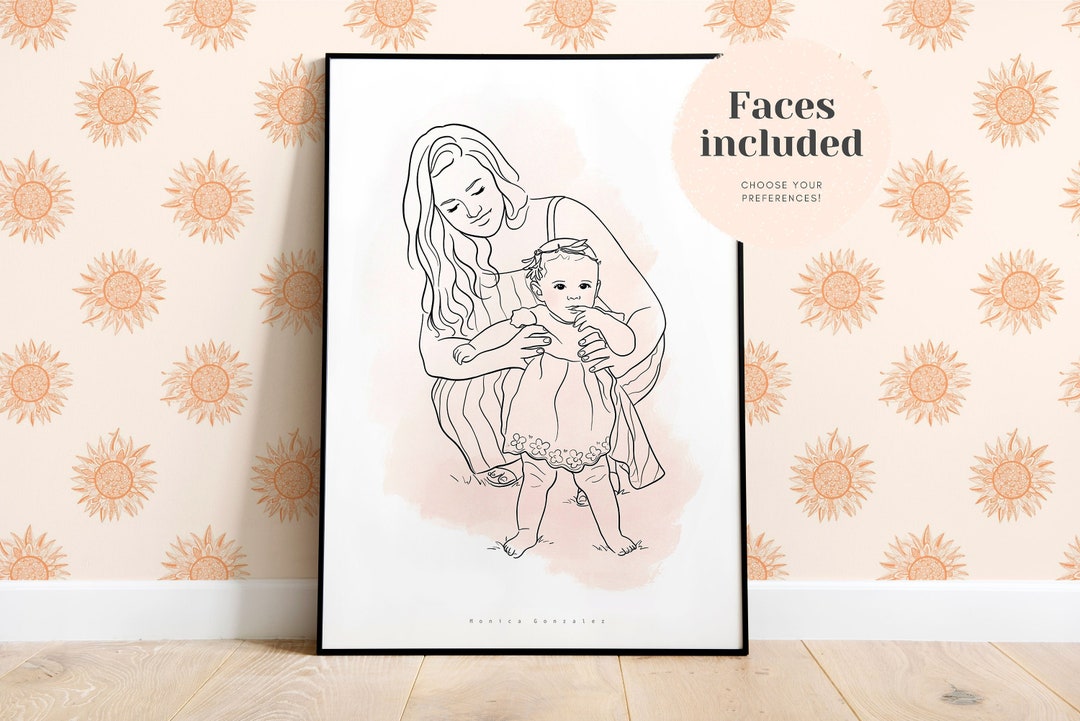 CUSTOM LINE DRAWING, Line Art Portrait, Custom Couple Portrait, Family ...