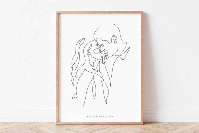 CUSTOM PORTRAIT Personalised Line Drawing From Photo Minimal - Etsy