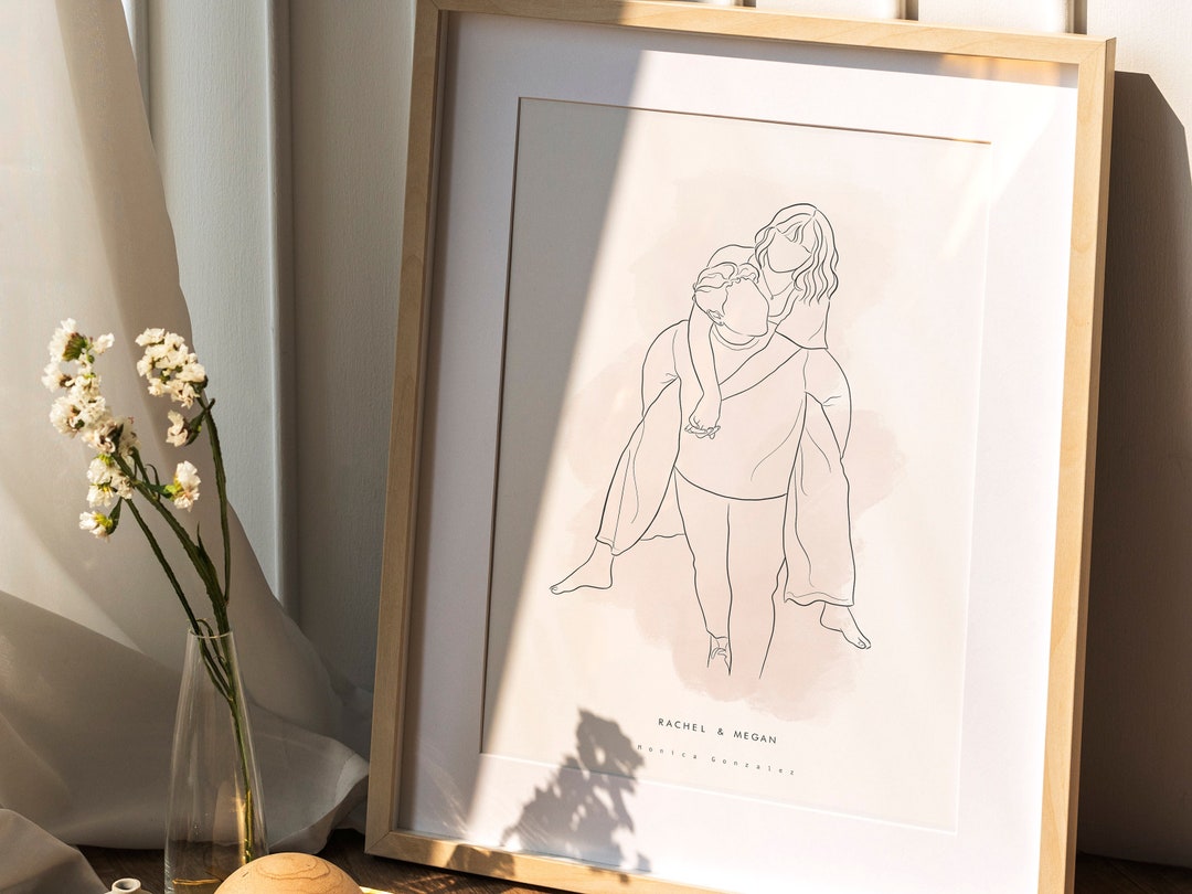 FACELESS LINE PORTRAIT, Custom Line Drawing From Photo, Engagement ...