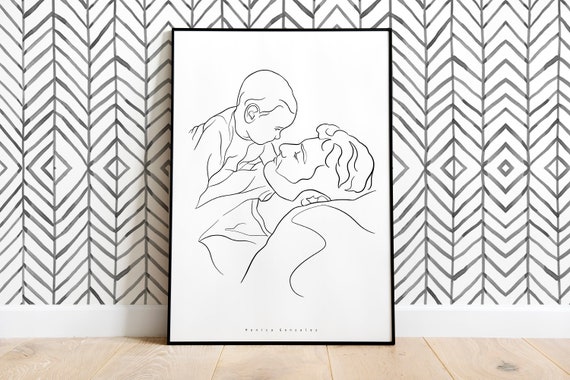 FATHER'S DAY GIFT Custom Line Drawing Gift for Dad - Etsy