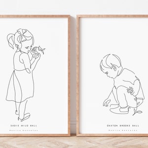 CUSTOM PORTRAIT, Personalised Line Drawing From Photo, Minimal Couple ...