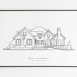 CUSTOM HOUSE PORTRAIT Line Illustration, Housewarming Gift First Home ...