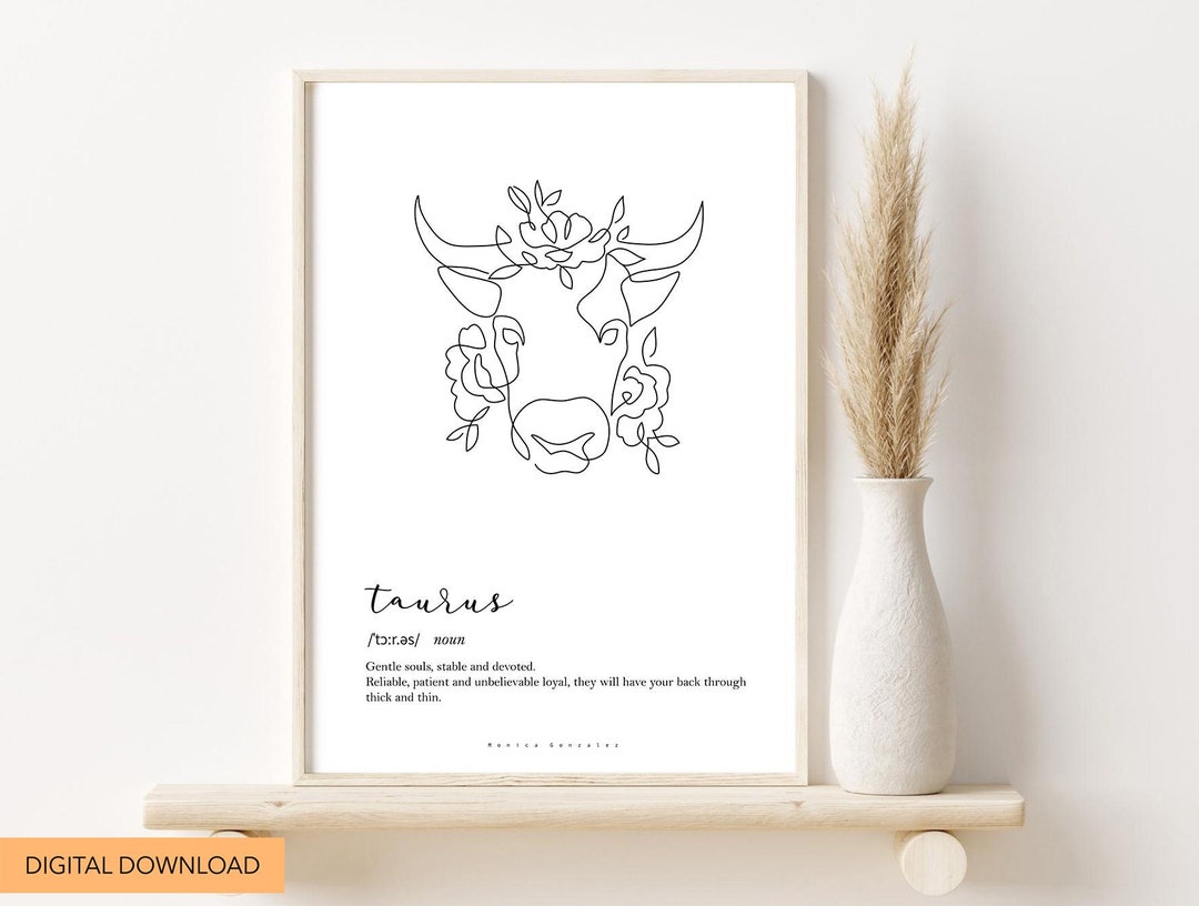 TAURUS ZODIAC PRINT, Taurus Definition, Zodiac Gifts, Taurus Poster ...