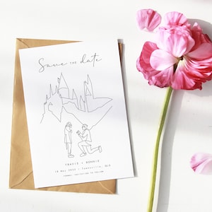 Custom SAVE THE DATE, Personalized Wedding Invitation, Couple Line Art ...