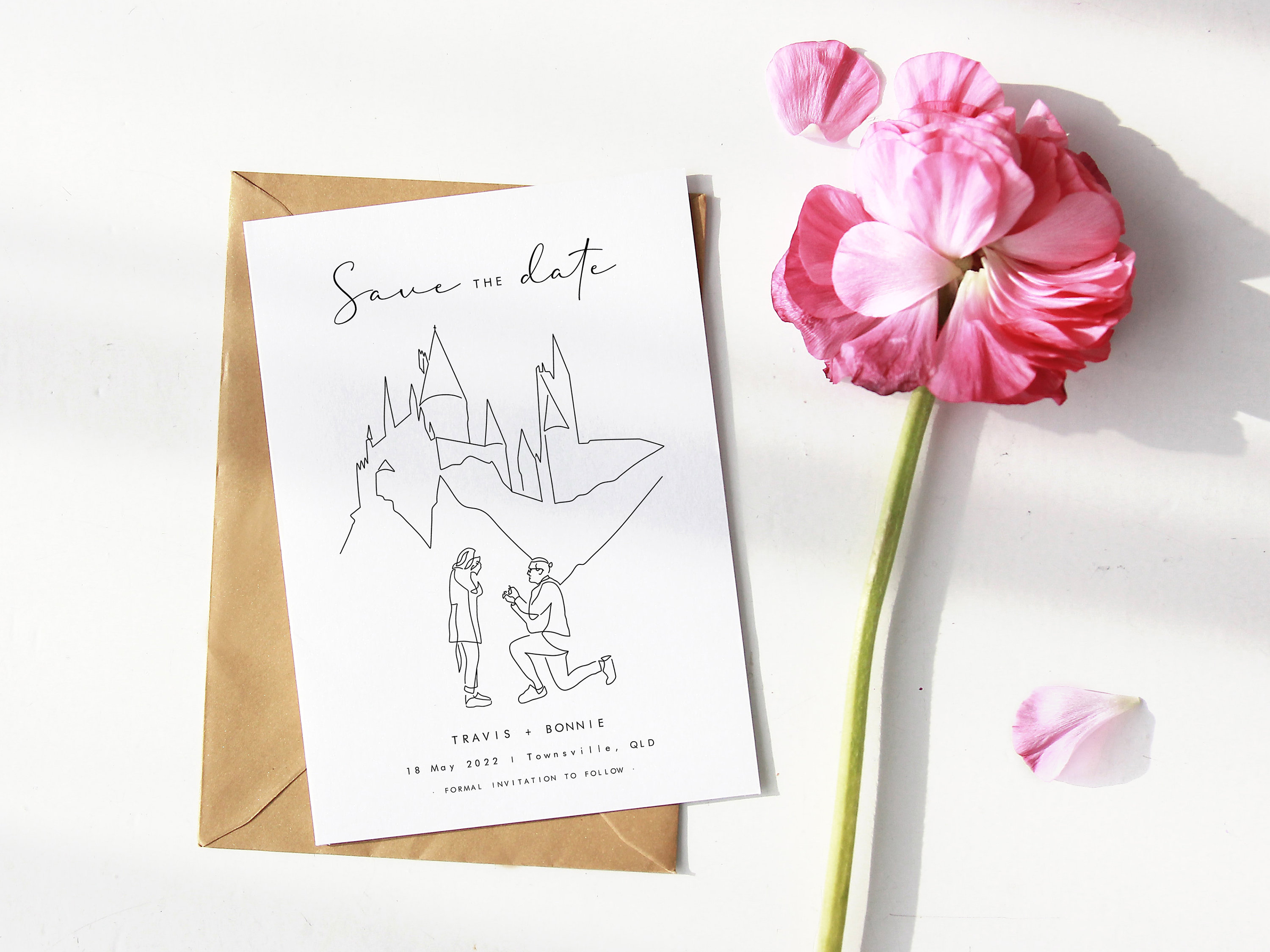 Custom SAVE THE DATE, Personalized Wedding Invitation, Couple Line Art ...