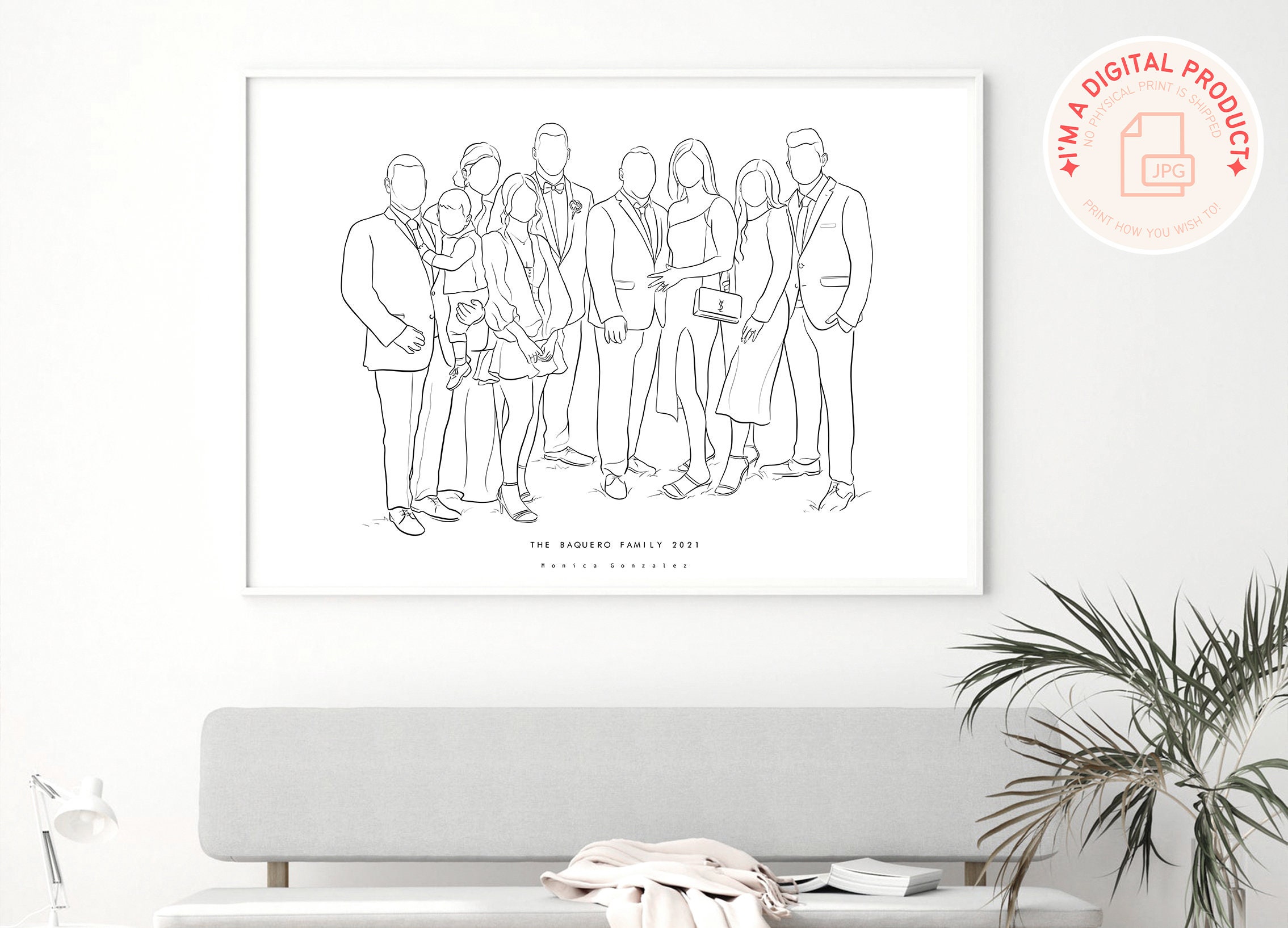 CUSTOM LINE DRAWING From Photo, Minimalist Portrait, Custom Couple ...
