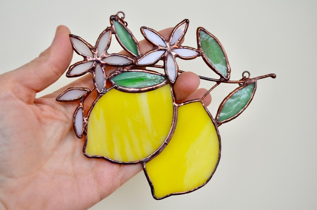 Lemon Branch Stained Glass Suncatcher Lemon Tree Window Hangings Lemon ...