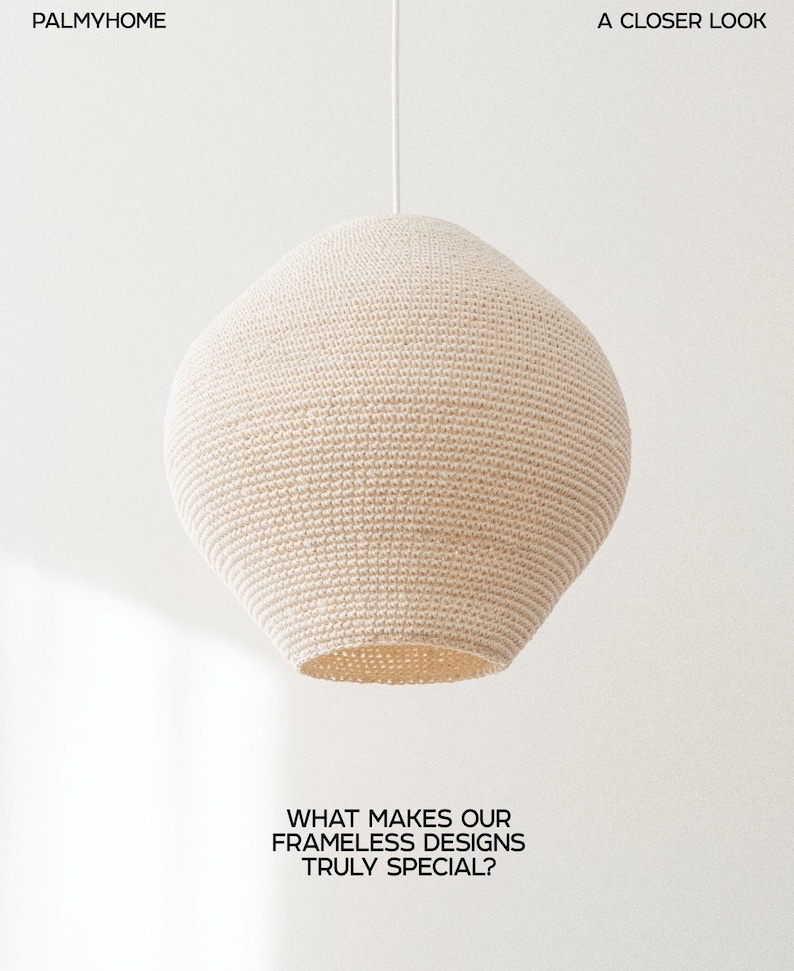 KANAVA Handmade Pendant Light: Crochet Hanging Lamp for Japandi Living ...