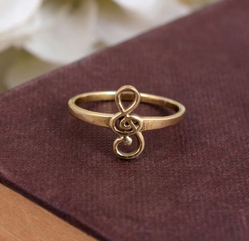 Brass Treble Clef Ring, Music Note Ring for Music Lovers, Handmade ...