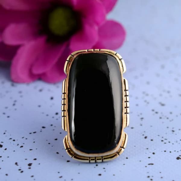 Large Black Stone Ring - Etsy